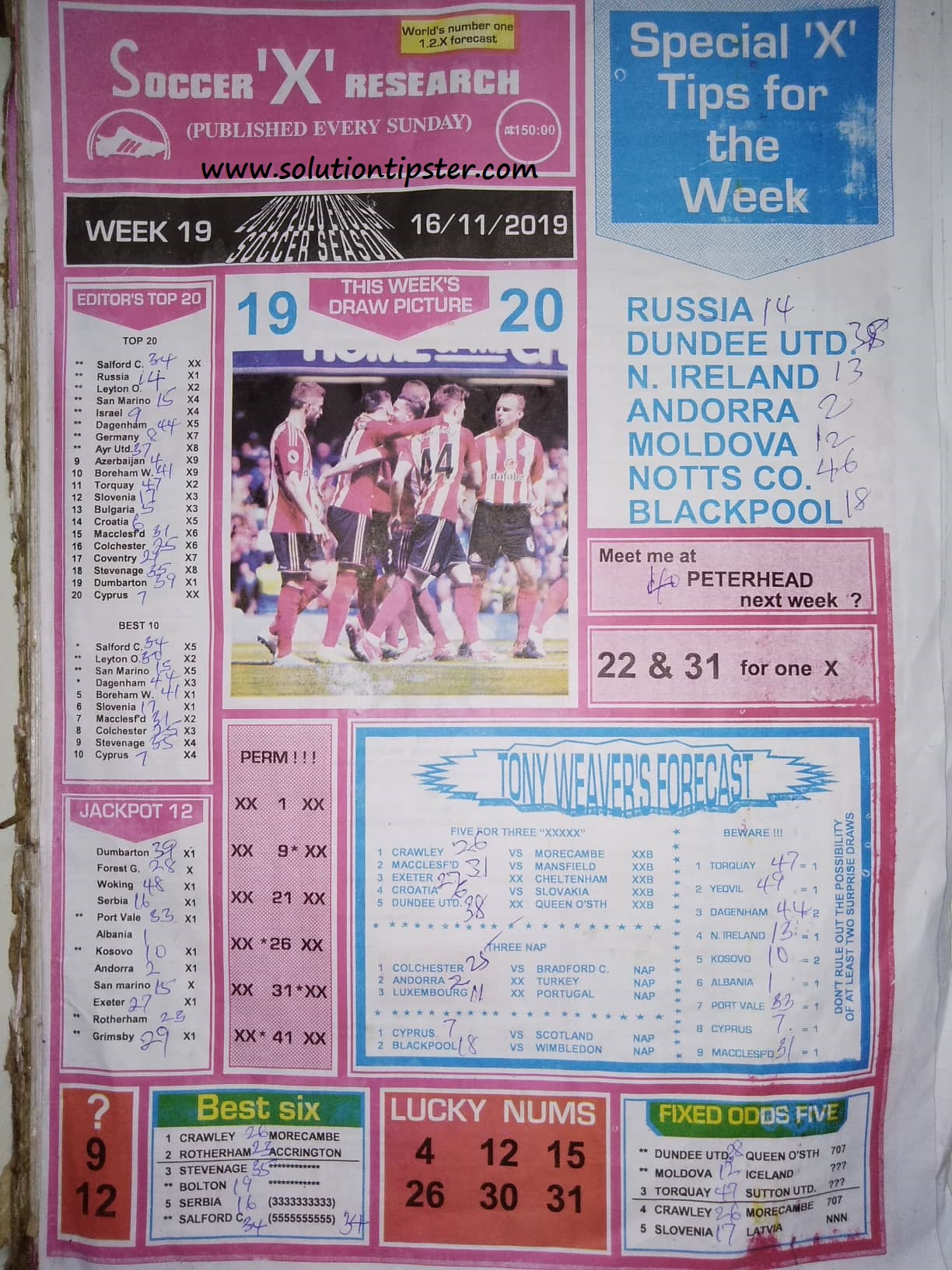 Week 19 Pools RSK Papers 2019: Soccer, Bob Morton, Capital Intl ...