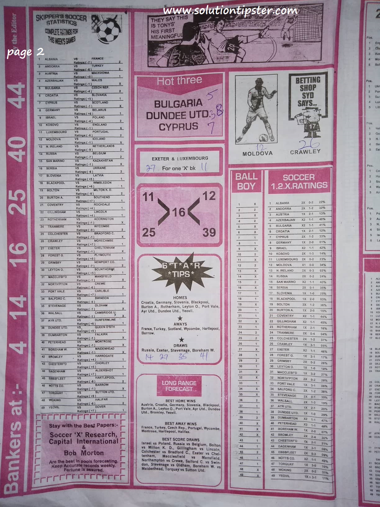Week 19 Pools RSK Papers 2019: Soccer, Bob Morton, Capital Intl ...