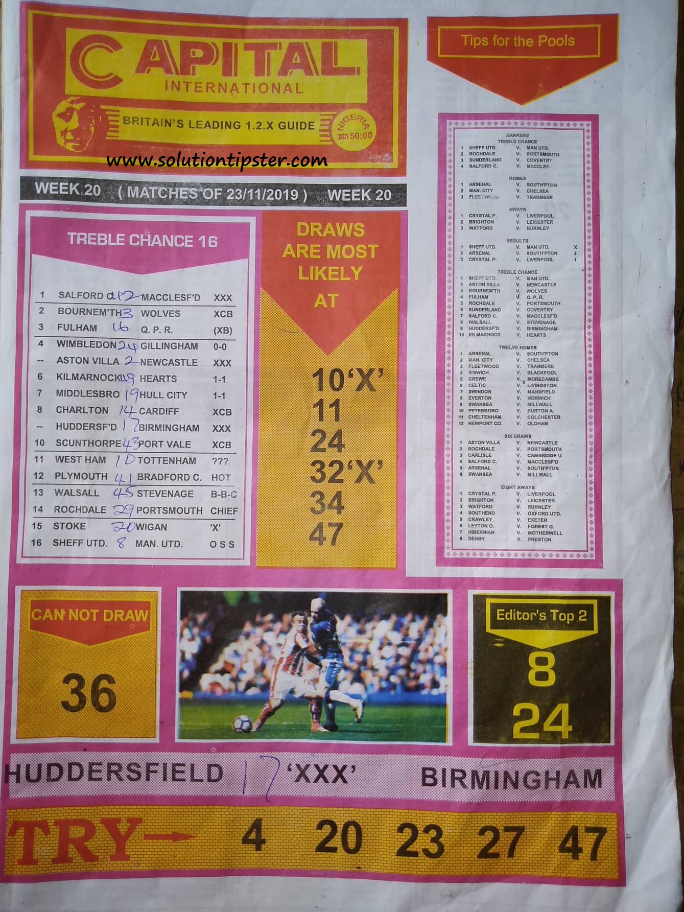 Week 20 Pools RSK Papers 2019: Soccer, Bob Morton, Capital Intl ...