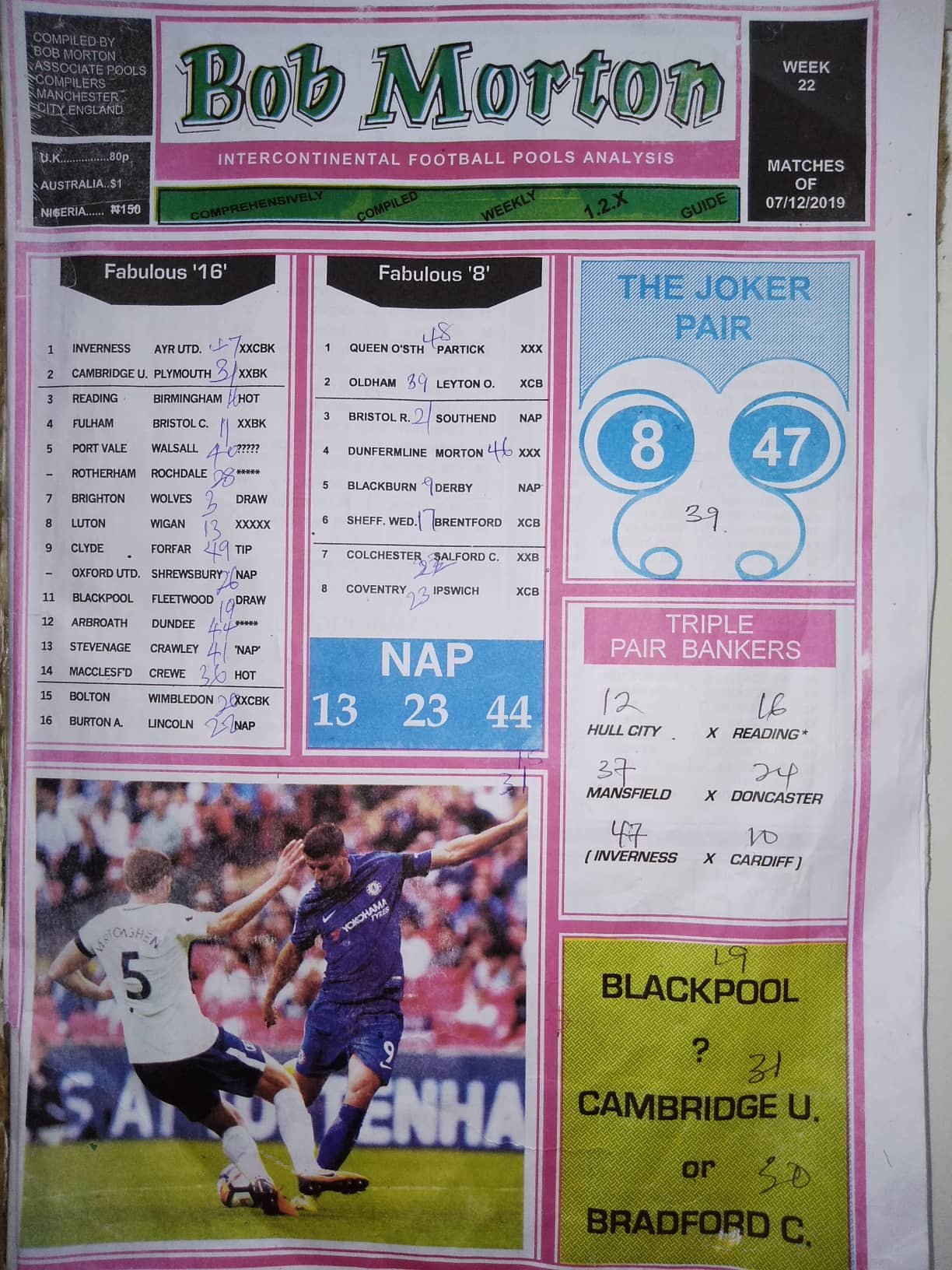 Week 22 Pools RSK Papers 2019: Soccer, Bob Morton, Capital Intl ...